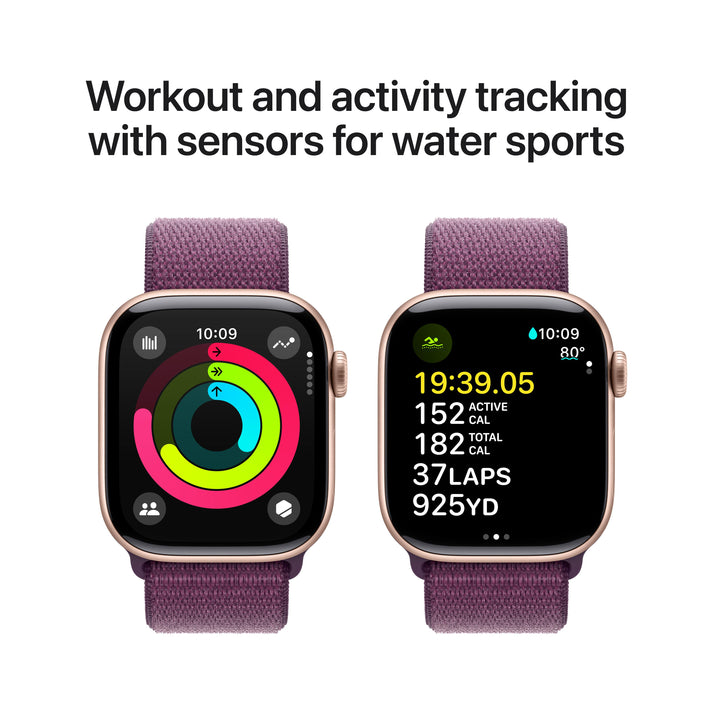 Apple Watch Series 10 GPS 42mm Rose Gold Aluminum Case with Plum Sport ...