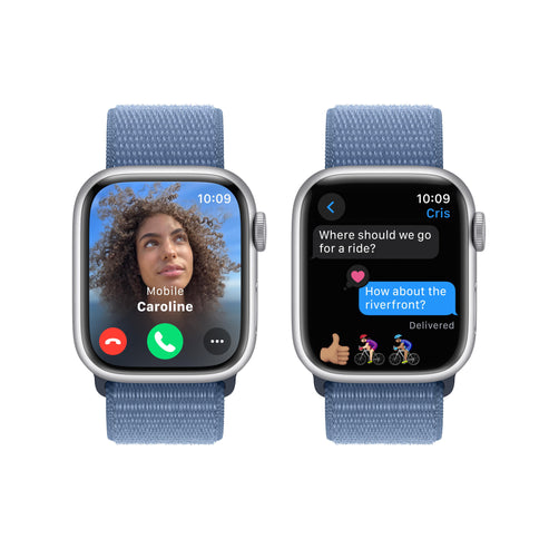 Apple Watch Series 9 GPS 41mm Silver Aluminum Case with Winter Blue Sp ...