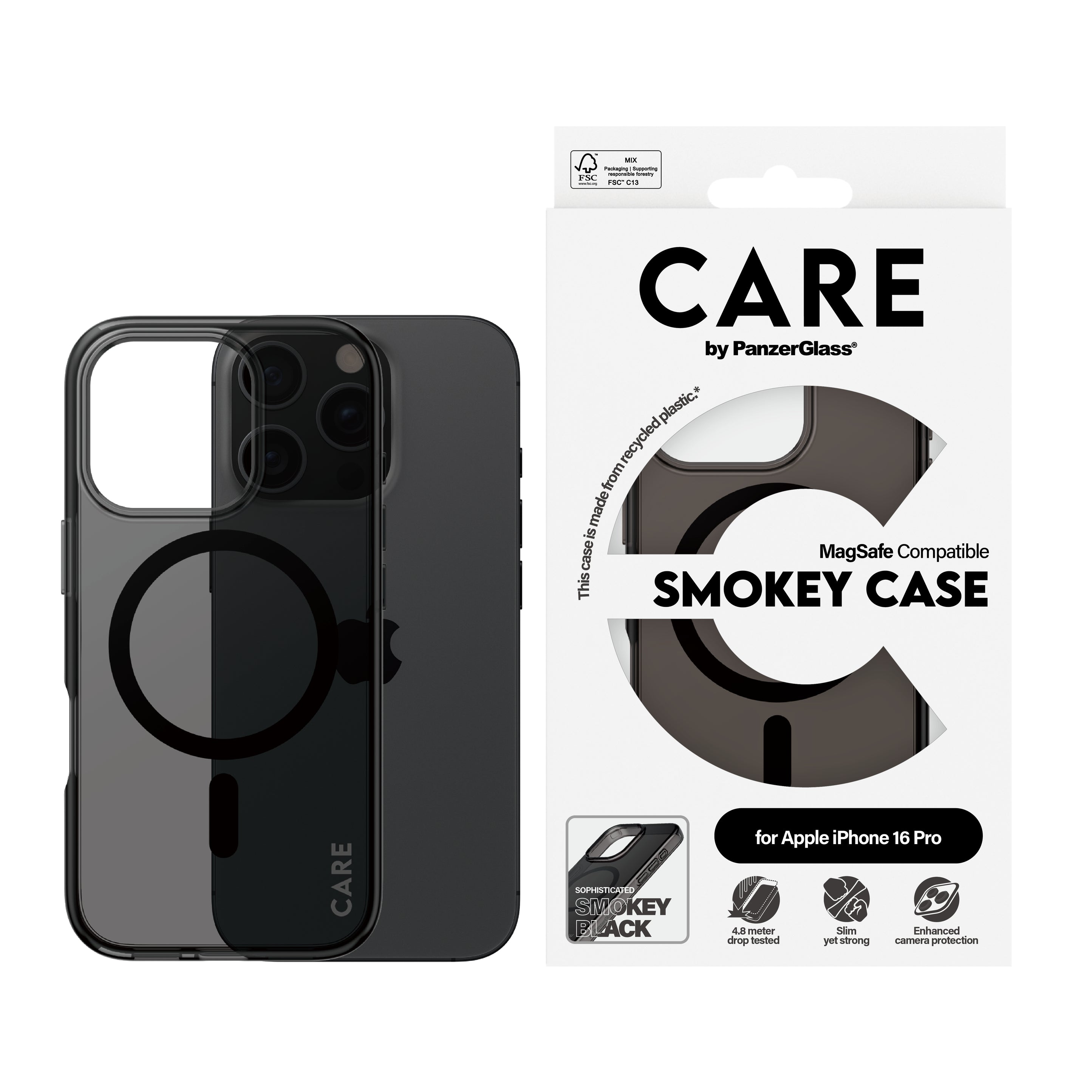 CARE BY PANZERGLASS Flagship Hard MagSafe Case for iPhone 16 Pro - Smo – Power Mac Center